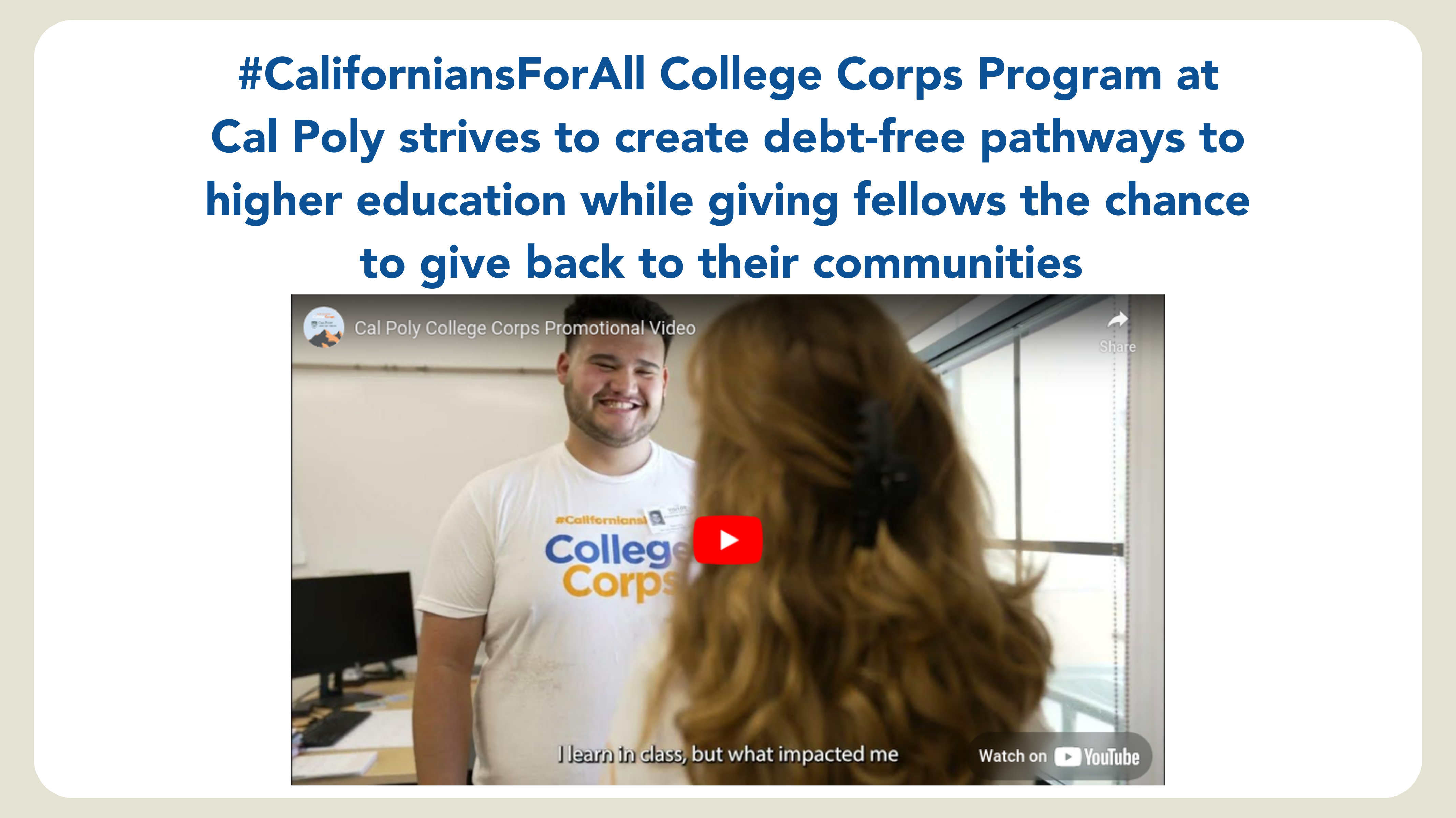 Cal Poly's College Corps Fellowship - Center for Service in Action - Cal Poly, San Luis Obispo